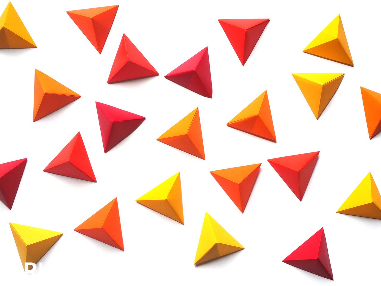 Origami Pyramid Pixels for 3D Paper Wall Art