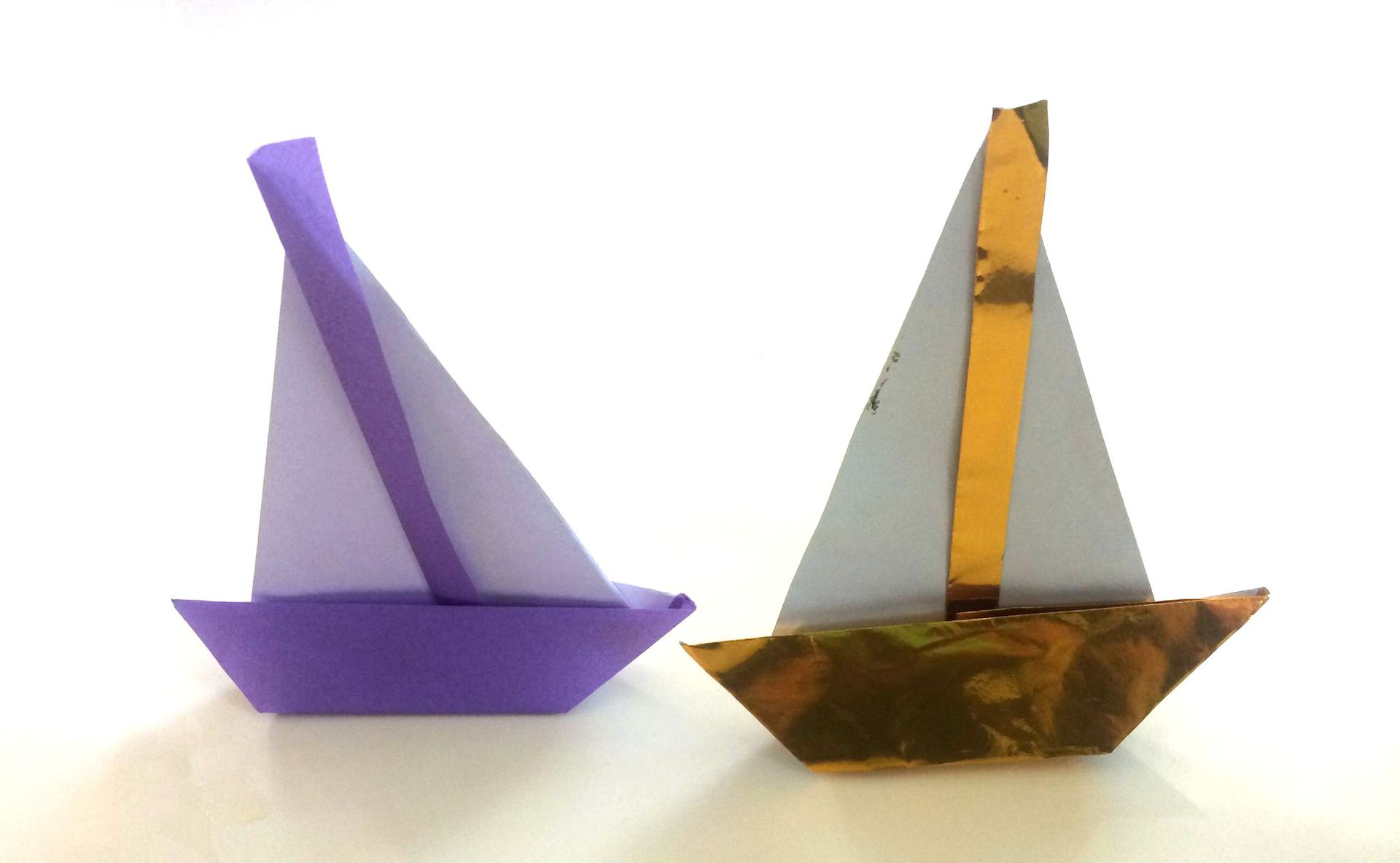 Origami sailboats folded by Ariana and Michaela