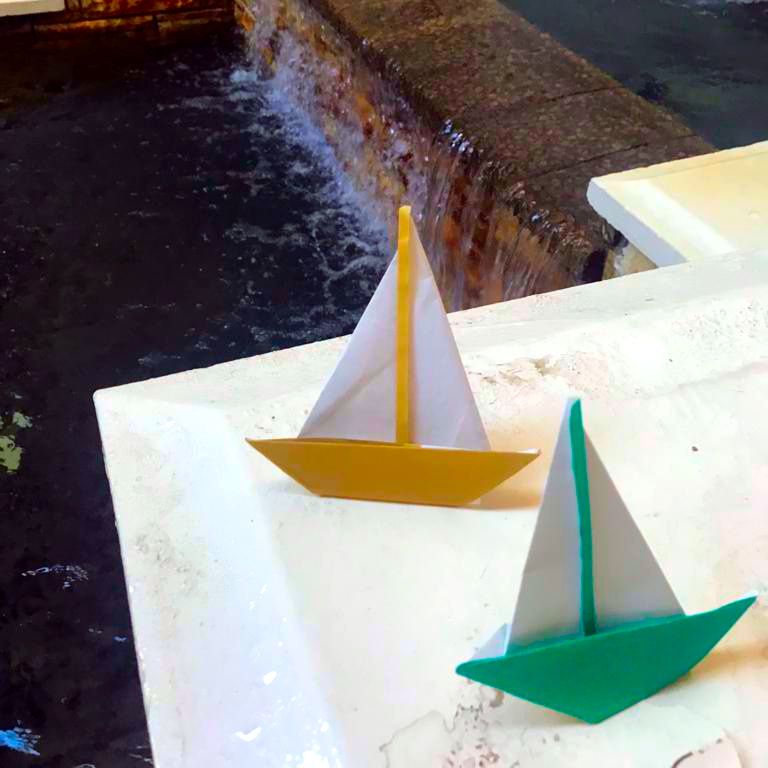 Origami boats in Singapore